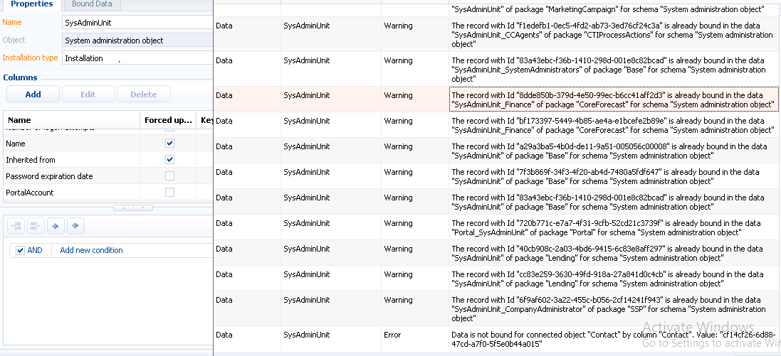 Issue in binding sysadminunit data to transfer Organizational Roles | Community Creatio